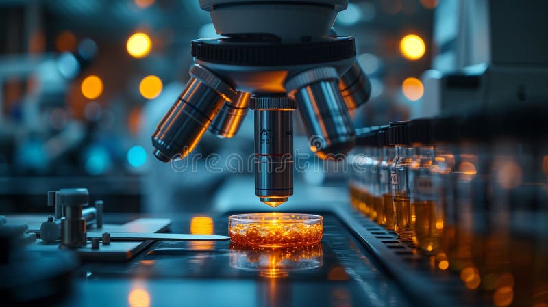 Close Up of a Microscope on a Table Stock Illustration - Illustration ...