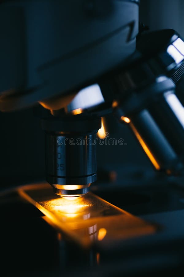 Close Up of Microscope and Test Sample Stock Photo - Image of sample ...