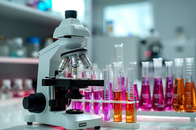 Microscope Test Tubes in a Laboratory Stock Illustration - Illustration ...