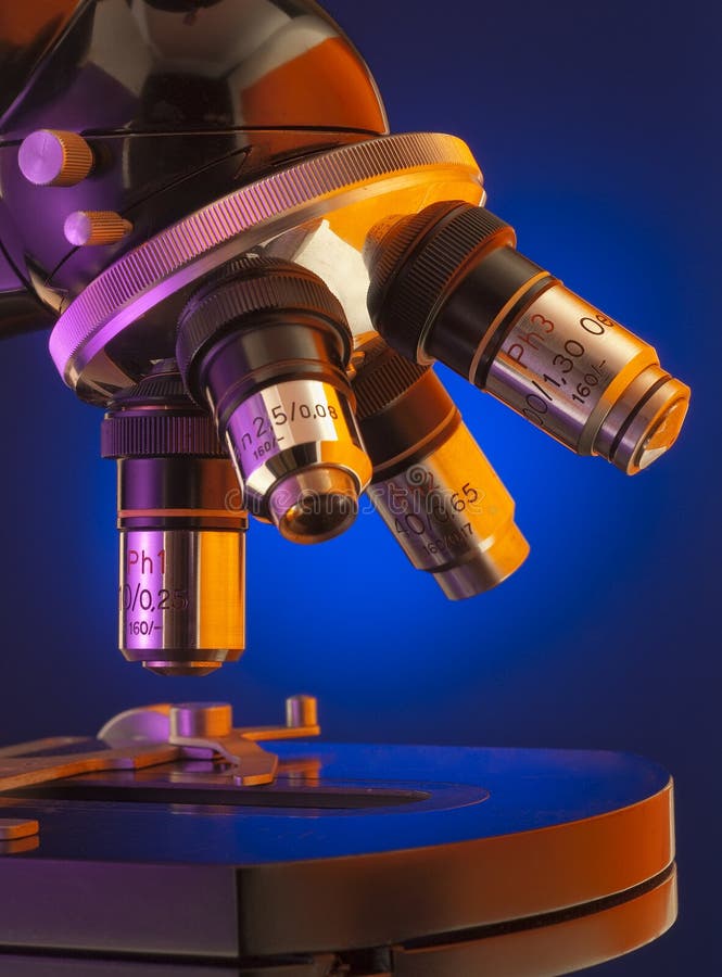Close Up of Microscope Turret and Platen Stock Image - Image of ...