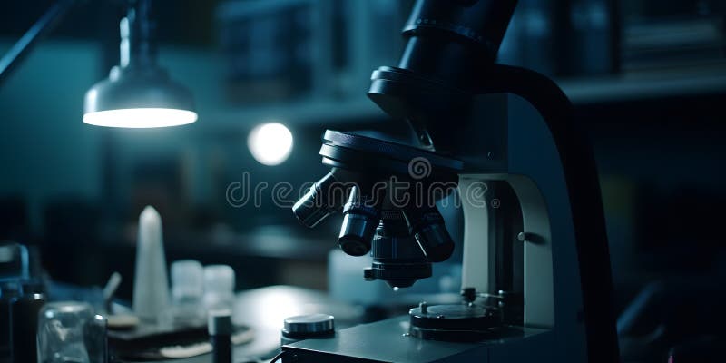 A Close-up of a Microscope in a University Science Lab Dy Created with ...