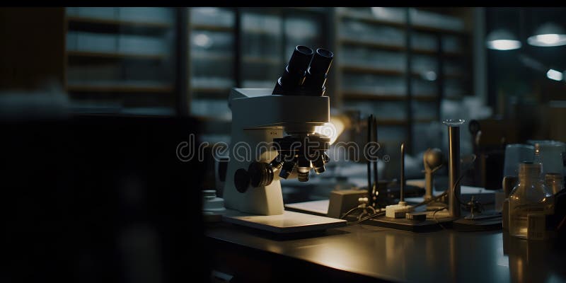 A Close-up of a Microscope in a University Science Lab Dy One Created ...