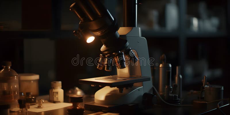 A Close-up of a Microscope in a University Science Lab Dy Two Created ...