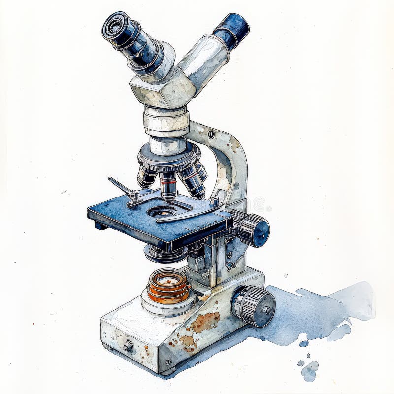 Close Up of a Microscope with a White Background. Stock Image - Image ...
