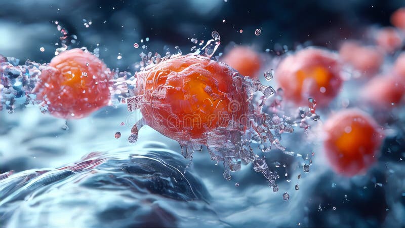 Close-up of Microscopic Cells in a Fluid Environment, Depicting ...