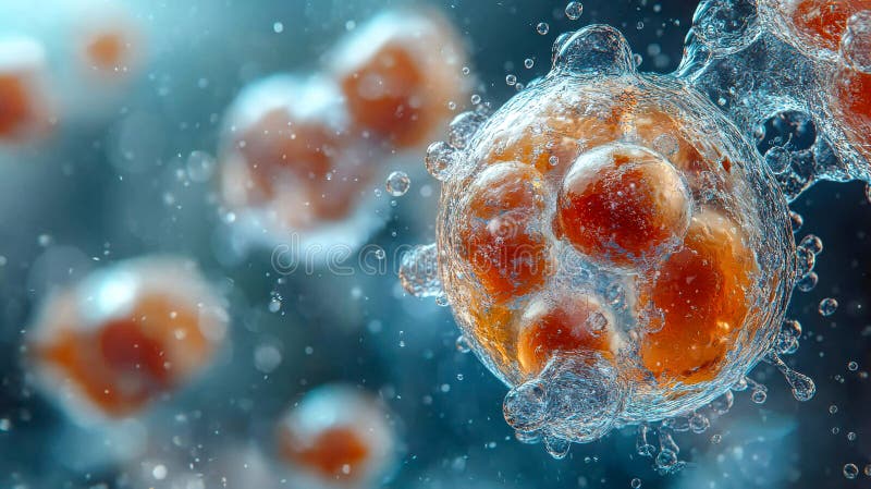 Close-up of Microscopic Cells in a Fluid Environment, Depicting ...