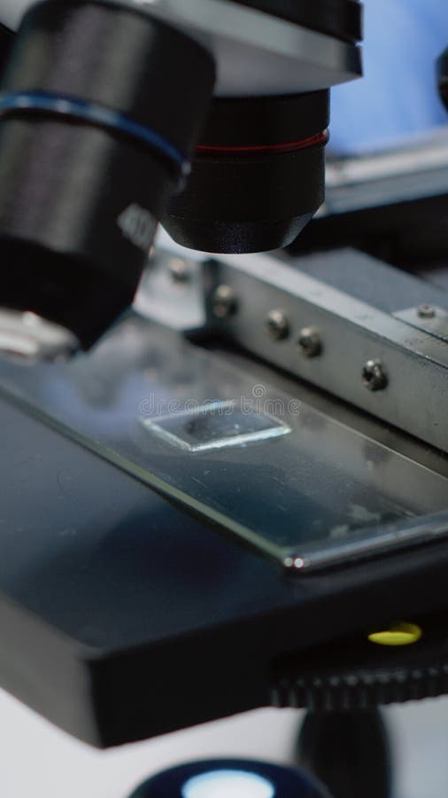 Close Up of Microscopic Sample Tray for Optical Analysis Stock Photo ...