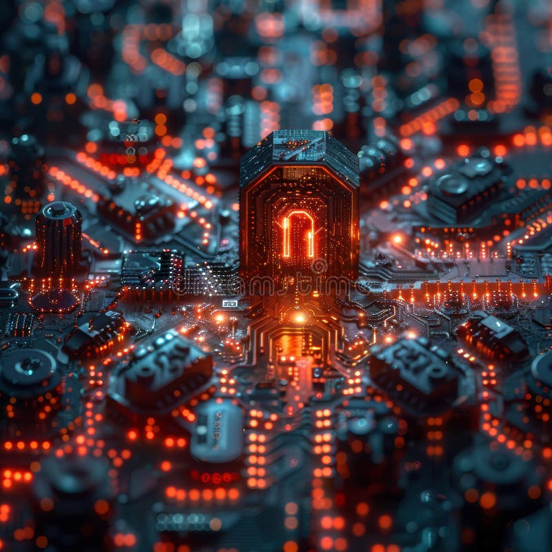 A Close-up Microscopic Shot of a Computer Motherboard with the CPU ...