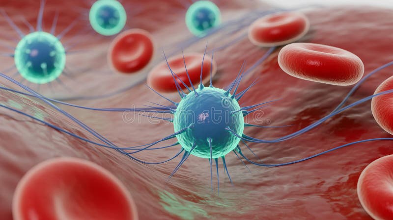Microscopic View of Blood Cells and Pathogens Virus Stock Photo - Image of virus, organism ...