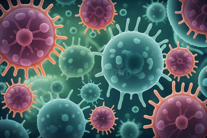 Close-up Microscopic View of Multiple Viruses, with Different Shapes ...
