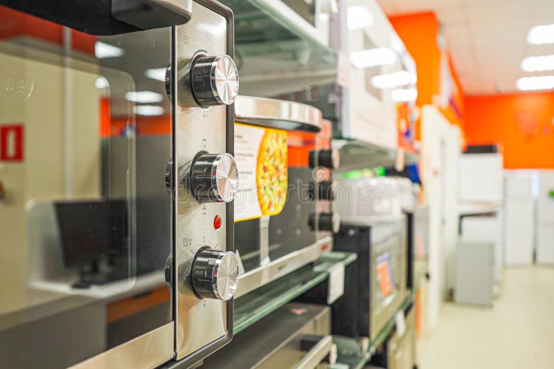 Close-up of Microwave Oven Control Knobs in an Appliance Store Stock ...