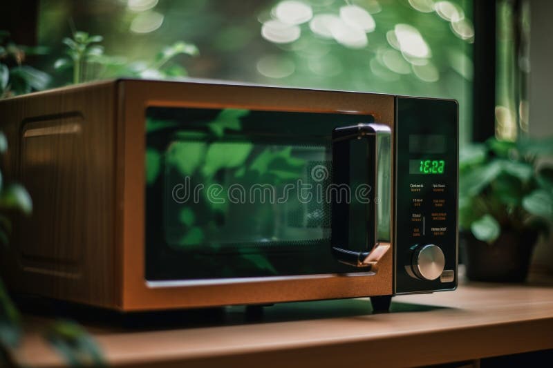 A Close Up of a Microwave on a Table. AI Generative Image. Stock ...
