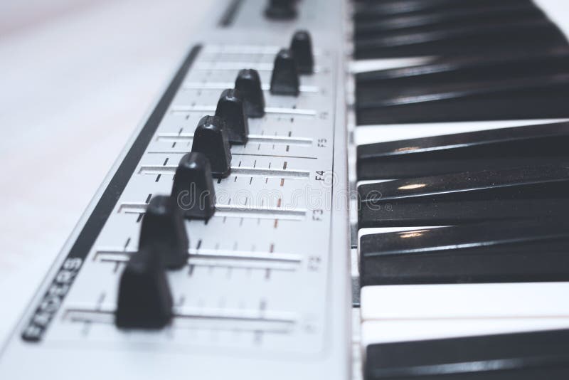 Close up MIDI Controller stock photo. Image of midi, feders - 84364078