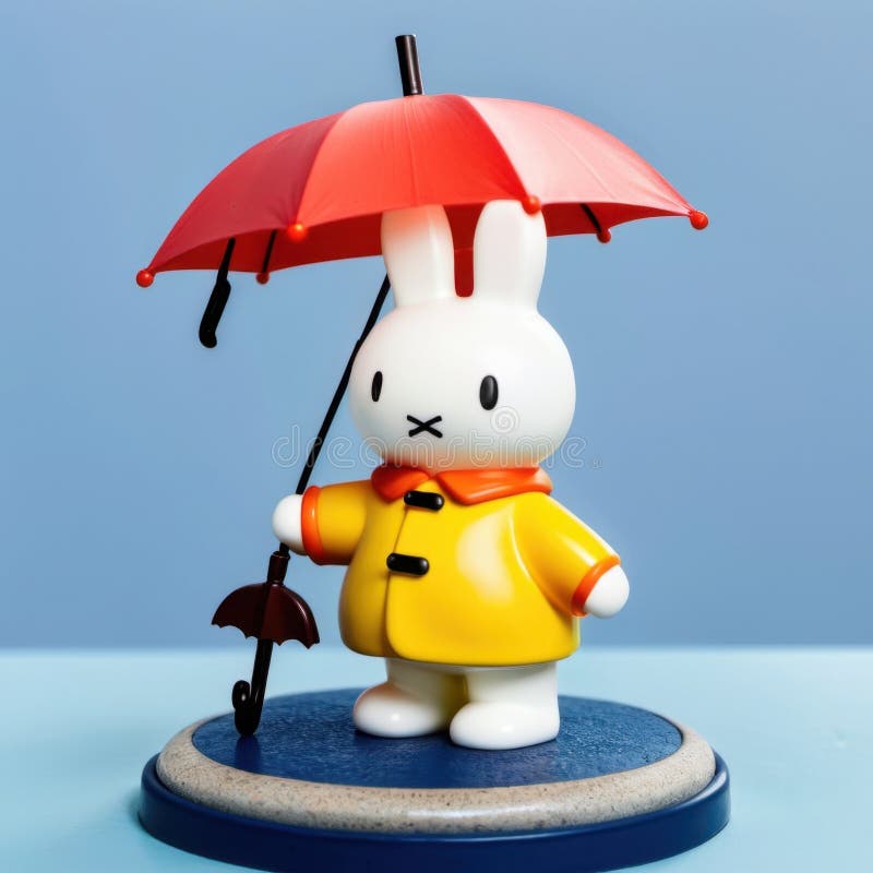 Close Up Miffy Bunny with an Umbrella Stock Illustration - Illustration ...