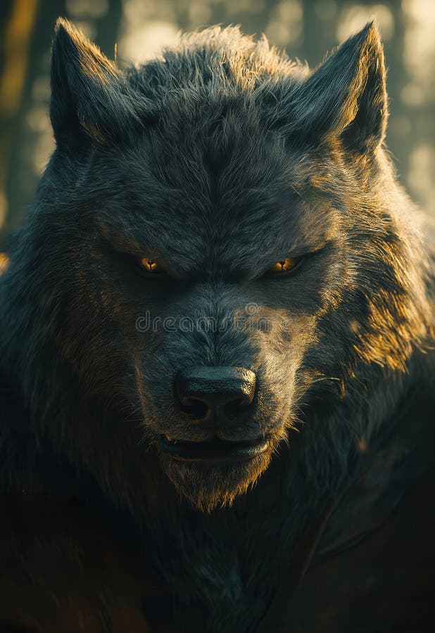 A Close-up of a Mighty Werewolf in the Forest. Stock Image - Image of ...