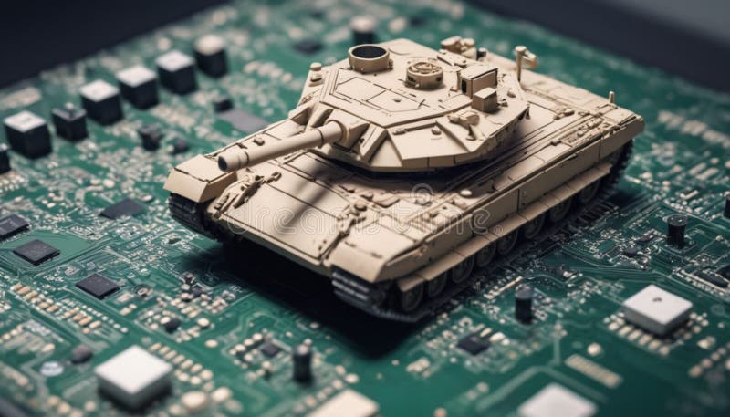 Close-up on a Military Tank on a Powerful Computer Board Stock ...