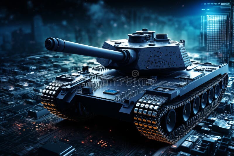 Close-up on a Military Tank on a Powerful Computer Board for AI Taking ...