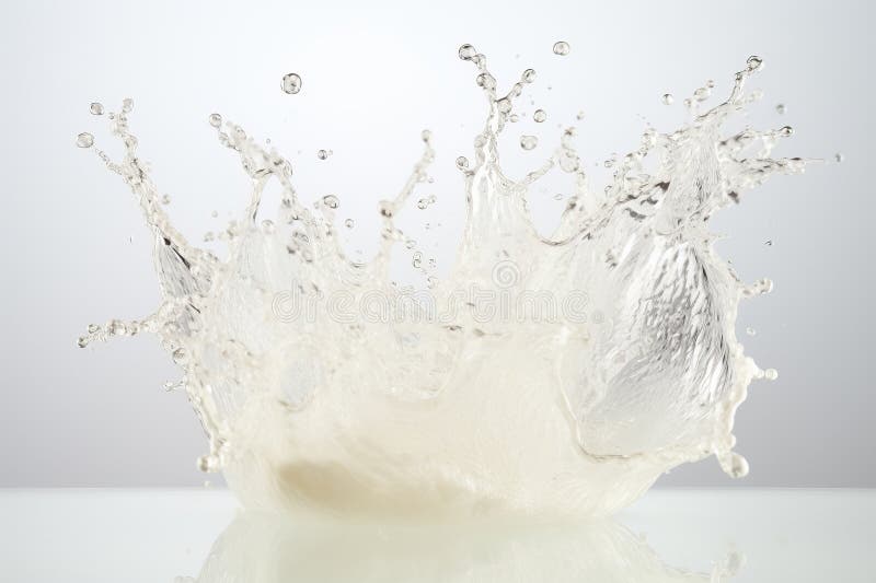 Close-up Milk or Cream Splash Against Pristine White Backdrop with ...
