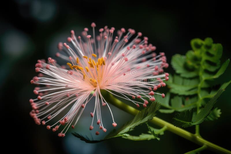 Close-up of Mimosa Flower, with Its Unique and Delicate Petals in Full ...