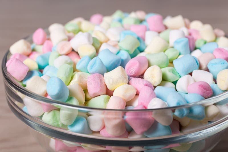 Close Up of Mini Marshmallows in Glass Bowl Stock Image - Image of mini ...