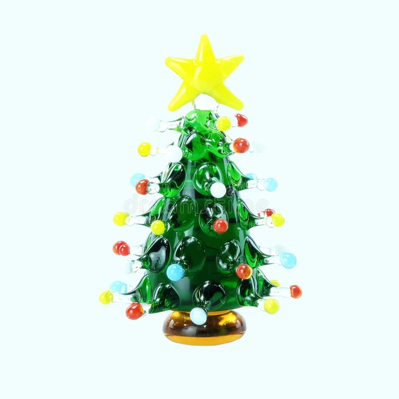 Miniature Glass Christmas Tree Isolated on White Background. Stock ...