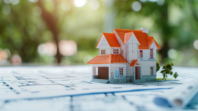 Close-up of a Miniature Model House Resting on an Architectural ...
