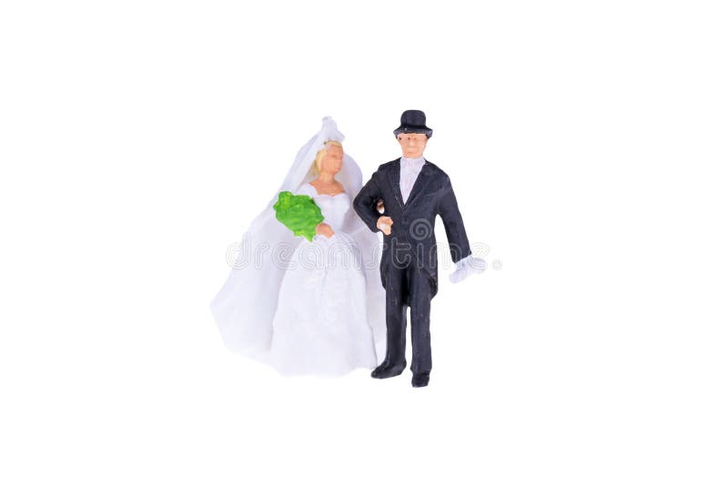 Close Up of Miniature Wedding Bride and Groom Couple Stock Photo ...