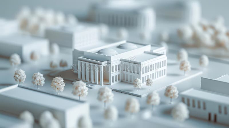 Closeup Minimal Style of Aerial View of a White 3Dprinted Scale Model ...