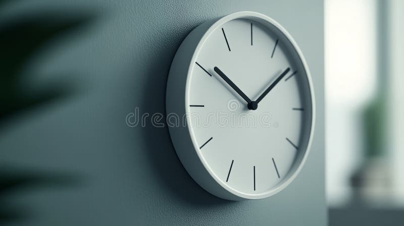 Close-up of a Minimal Wall Clock on a Gray Wall. Stock Image - Image of ...