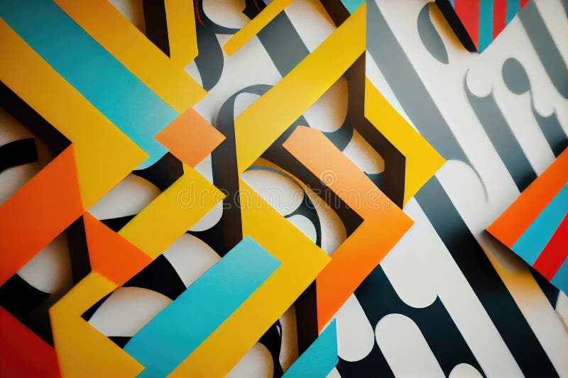 Close-up of Minimalist Graffiti Art, with Repeating Patterns and Colors ...