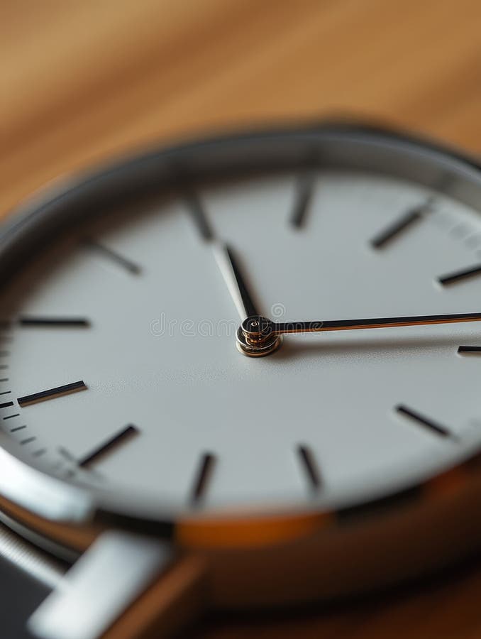 Close-up of a Minimalist Watch on a Wooden Surface. Stock Image - Image ...