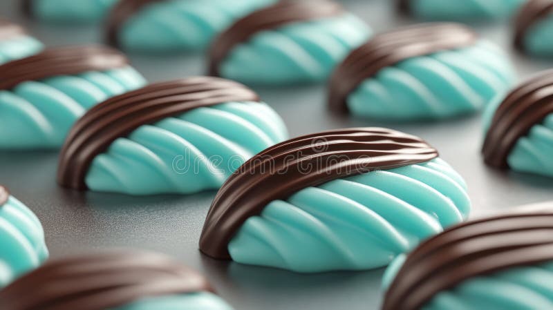 Close-up of Mint Candies with Chocolate Drizzle Pattern. Stock Photo ...