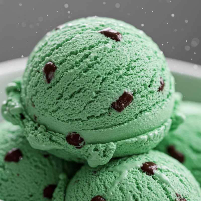 Close Up of Mint Chocolate Chip Ice Cream Scoops Stock Illustration ...