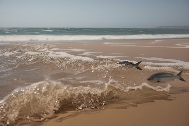 Close-up of Mirage, with Waves and Fish Visible in the Sand Stock ...