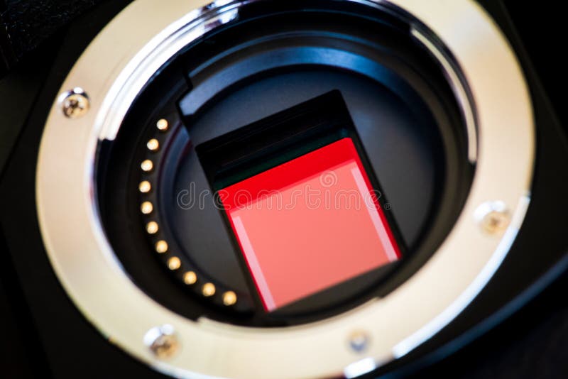 Close Up Mirrorless Micro 4/3 Digital Camera Sensor and Lens Stock ...