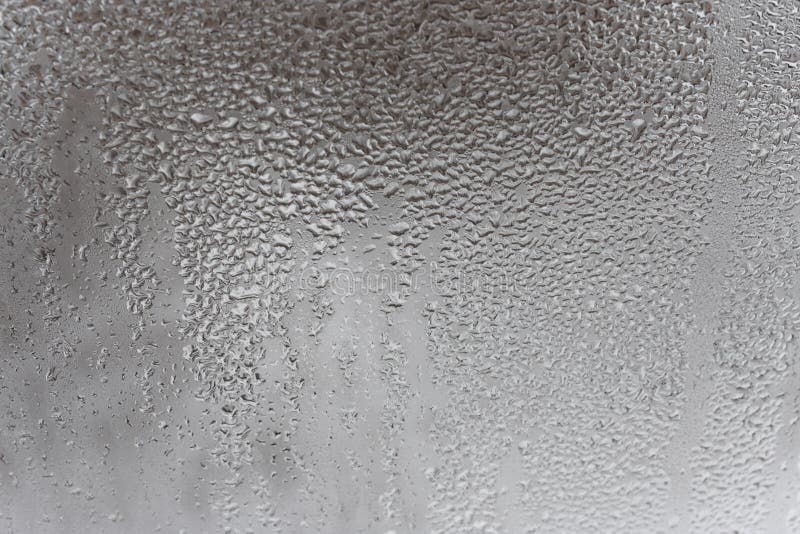 Close Up for Misted Glass with Droplets of Water Draining Down ...