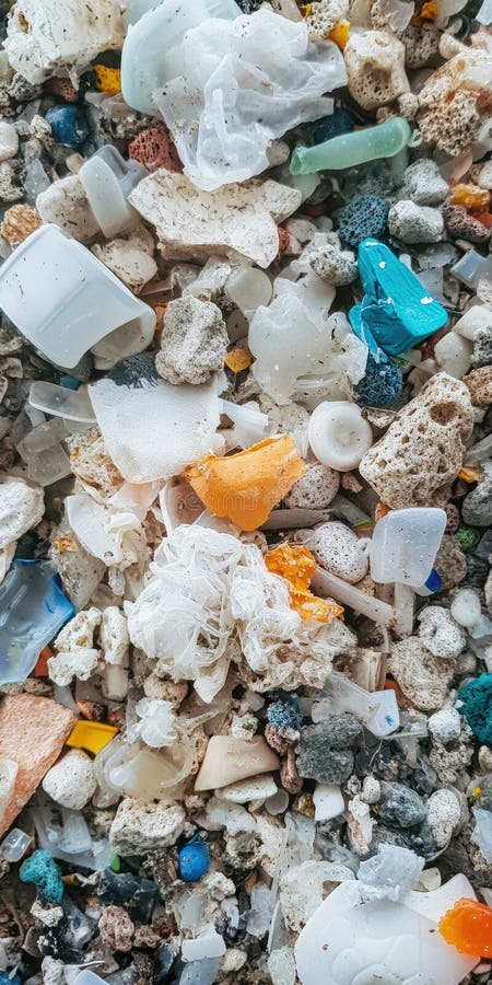 Close Up of Mixed Plastic Pollution on the Beach, AI Generative Stock ...
