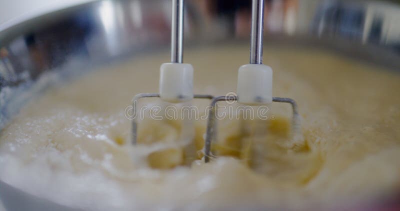 Close-Up of Mixer Mixing Pancake Batter in Bowl Stock Photo - Image of ...