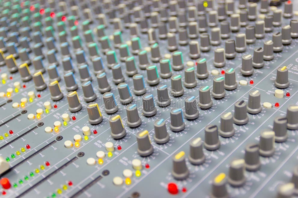 Close Up Mixing Console of a Big HiFi System, the Audio Equipment and ...