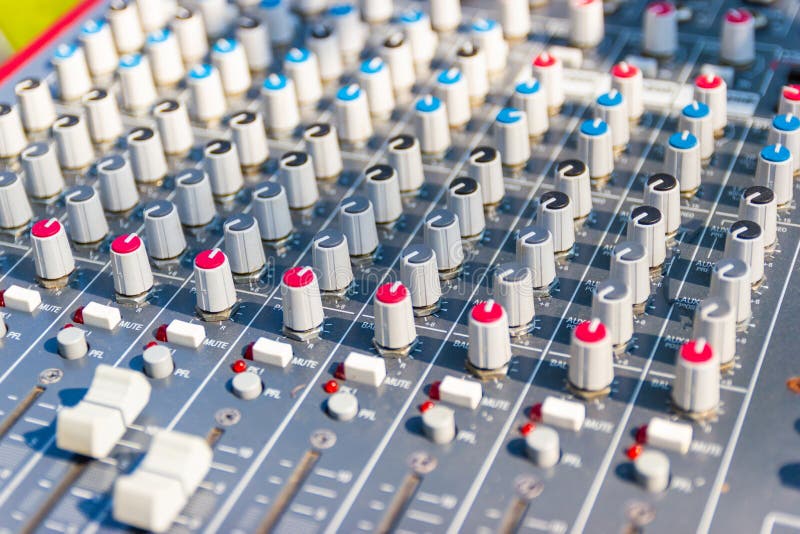 Close Up Mixing Console of a Big HiFi System, the Audio Equipment Stock ...