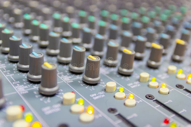 Close Up Mixing Console of a Big HiFi System Stock Image - Image of ...