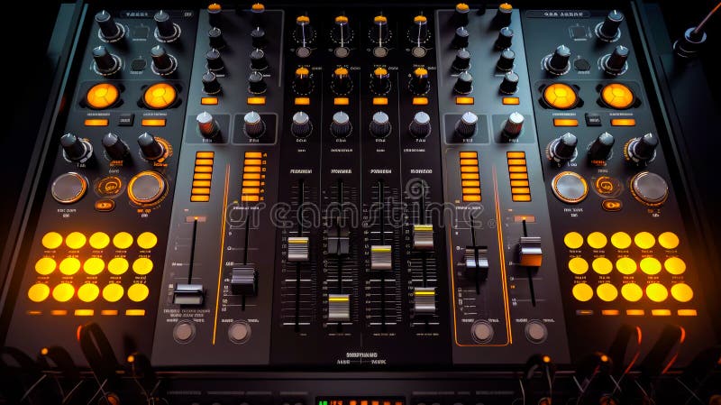 Close Up of Mixing Console with Knobs and Controls on it. Generative AI ...