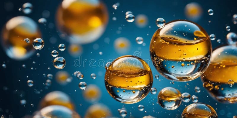 A Close Up of a Mixture of Oil and Water with Bubbles. Stock ...