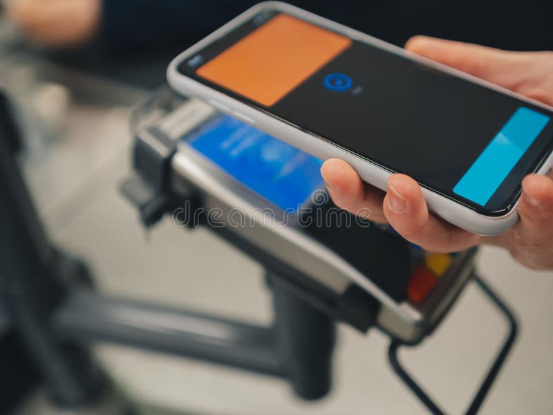 Close-Up of Mobile Payment at Checkout Stock Image - Image of closeup ...