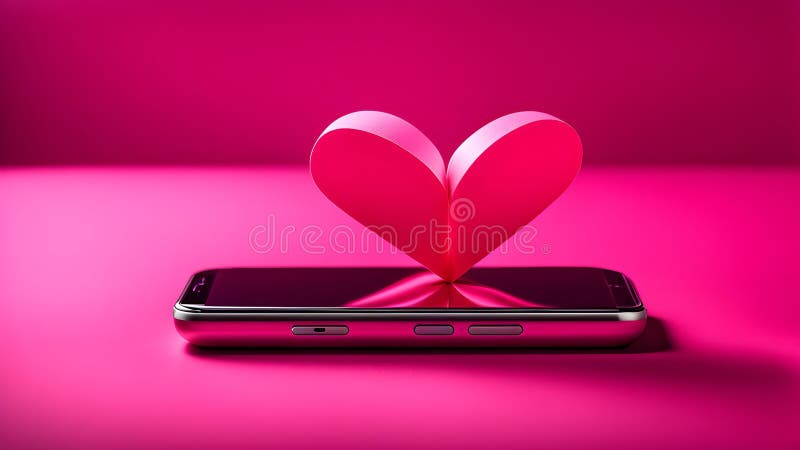 Close-up Mobile Phone with Heart Icons. Background Wallpaper. 3d Render ...