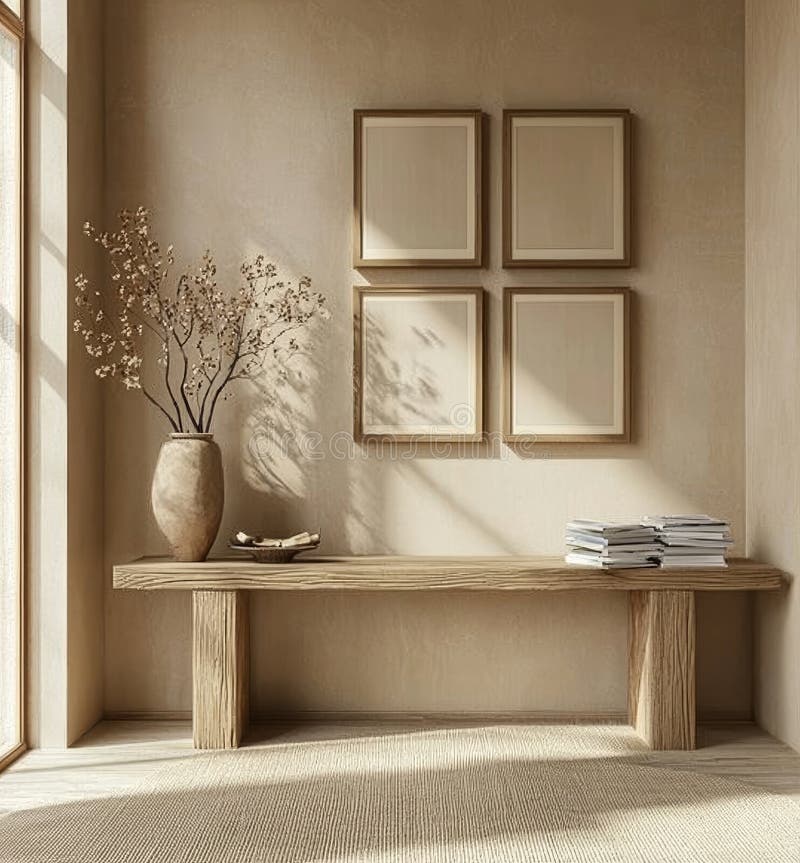 Close Up of Mockup Frame in Simple Living Room Interior, 3D Rendered ...