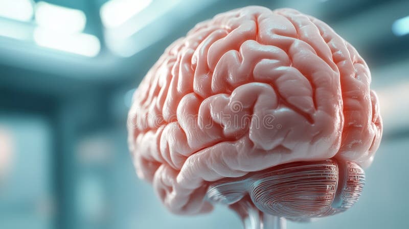 A Close Up of a Model Brain on Display in an Office, AI Stock Image ...
