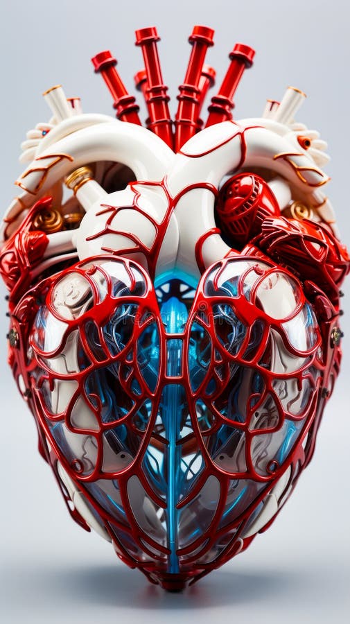 Close Up of Model of Heart with Blood Vessels. Generative AI Stock ...