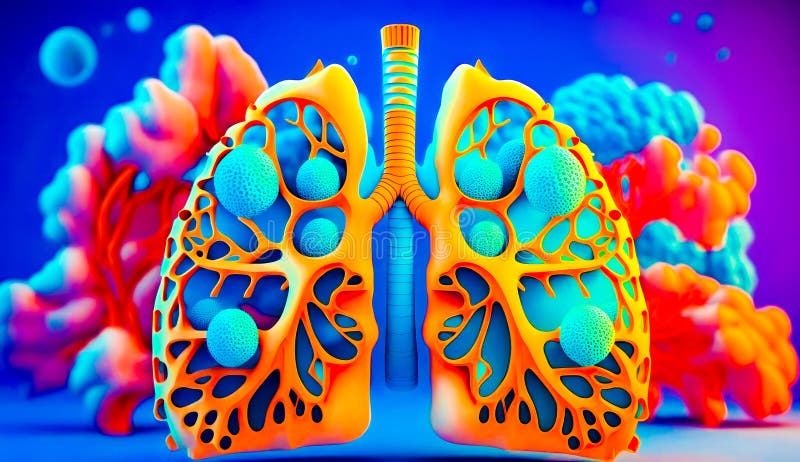 Close Up of Model of Human Lungs with Blue Background. Generative AI ...
