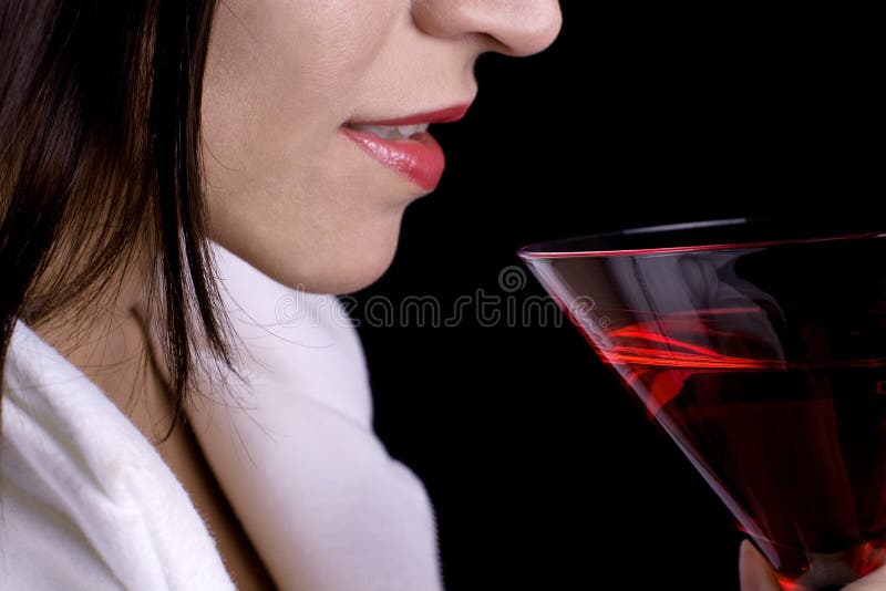 Close-up of Model with Party Drink Stock Photo - Image of female ...